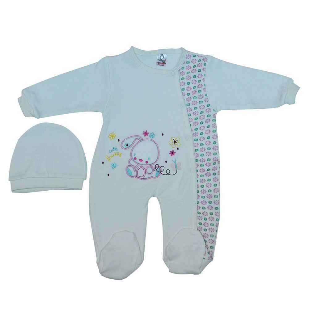 Baby Tongs 132116 Tavşanlı Bebek Tulumu Krem | İlke Bebe