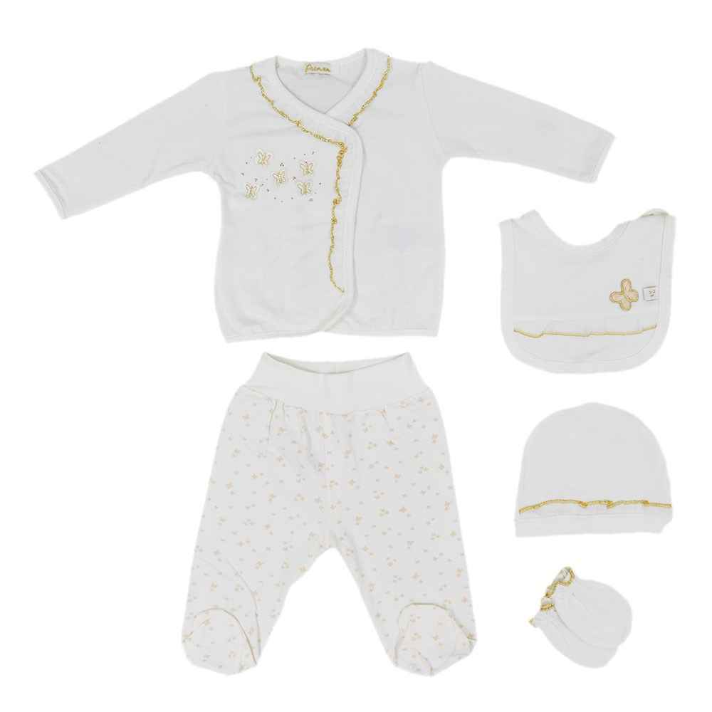 Premom 1282 Gold Kelebek Hastane Çıkışı 5'li Set Ekru Fiyatı | İlke Bebe